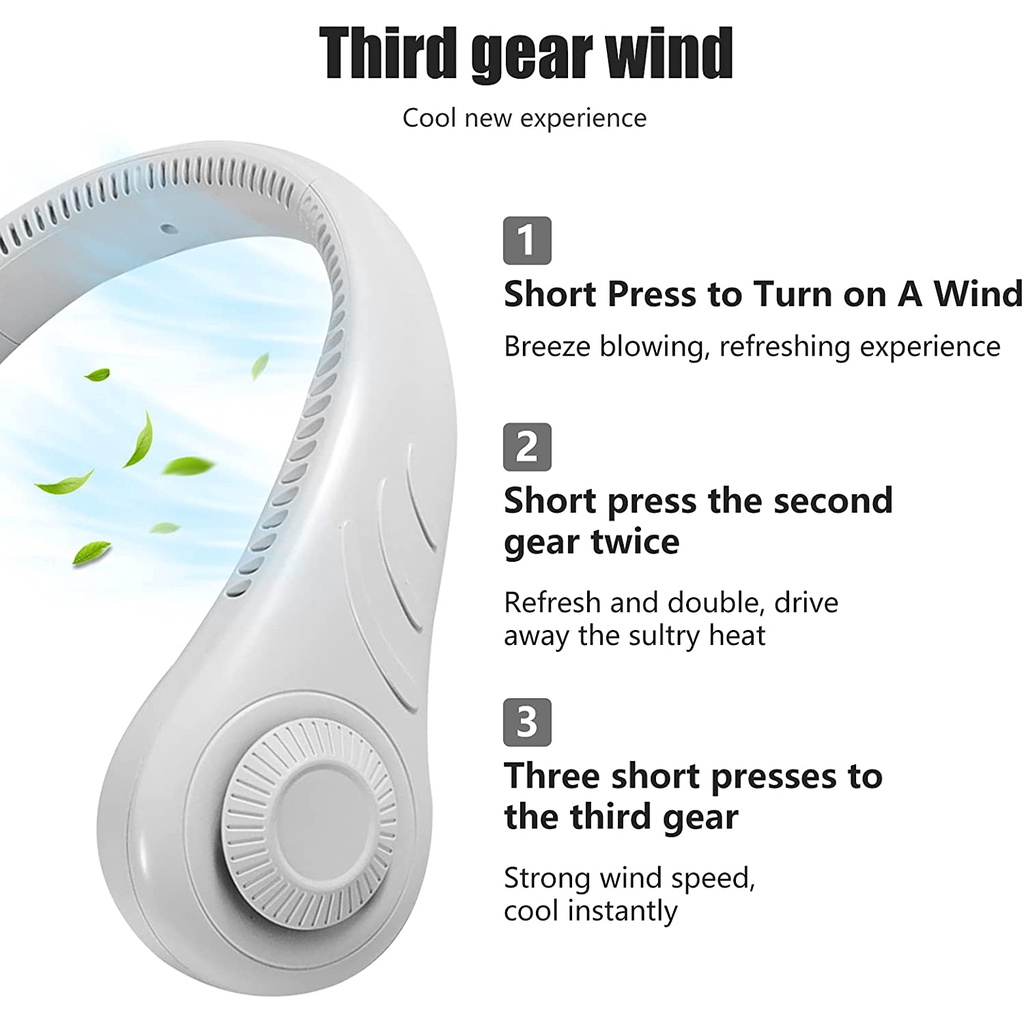 Portable Neck Fan with 3 Speeds Air Flow Cooling Hand Free Personal ...