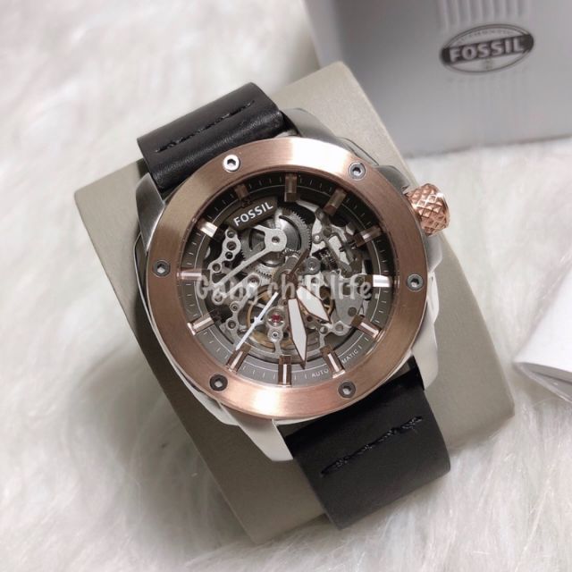 ORIGINAL Fossil ME3082 Modern Machine Automatic Black Leather Mens ...