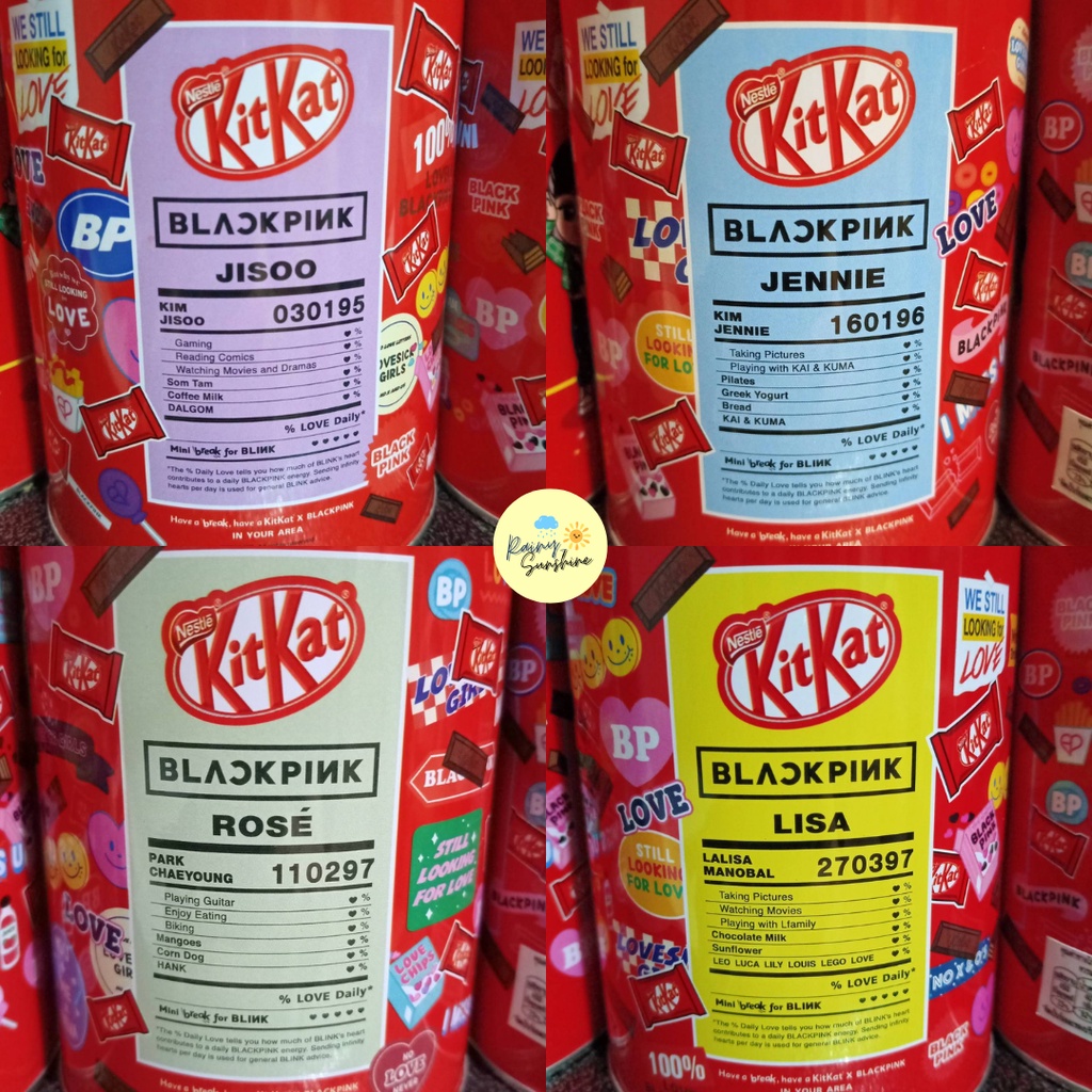Kitkat Blackpink -ครบเซ็ต- JISOO JENNIE Lisa Rosé Kit kat คิทแคท แบล็ก ...
