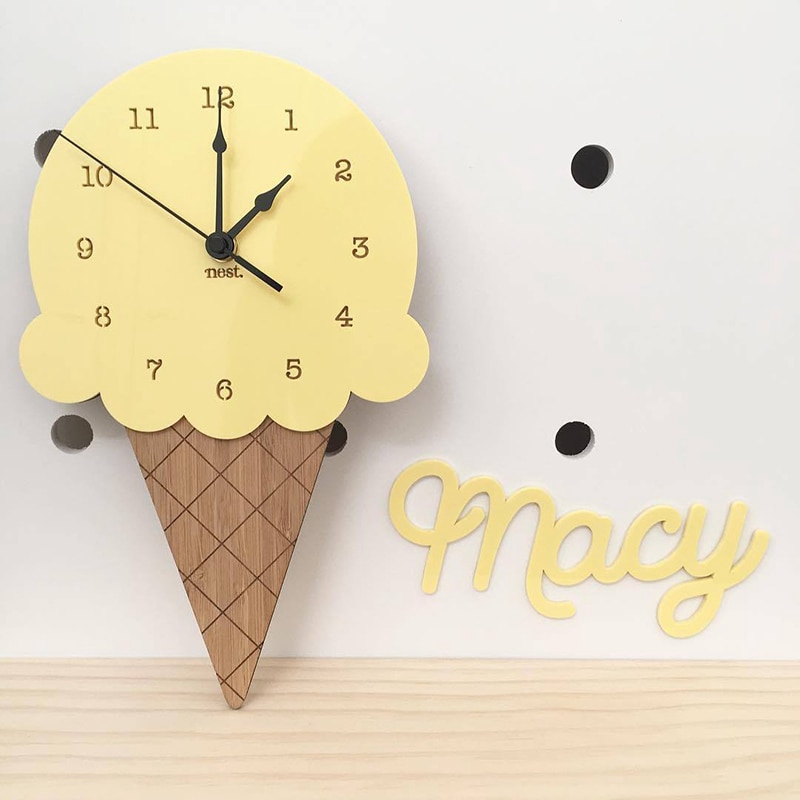 Nordic Ice Cream Wall Clocks Cartoon Mute Watch Wall Home Decor Kids ...