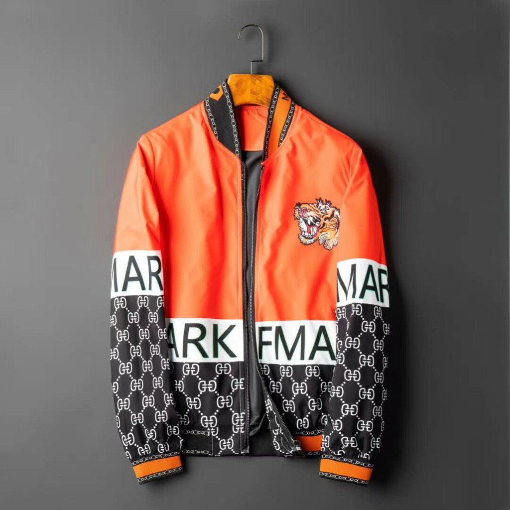 Original 2020 Latest Gucci Men's Orange Printing Long Sleeves Jackets ...