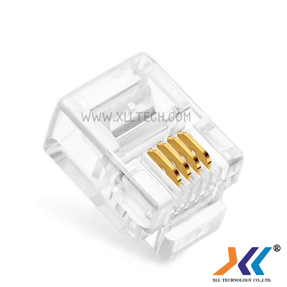 RJ11 Modular Plug 6P4C หัวโทรศัพท์ แบบ 4 เขี้ยว แพ็ค 10 ชิ้นRJ-11 ...