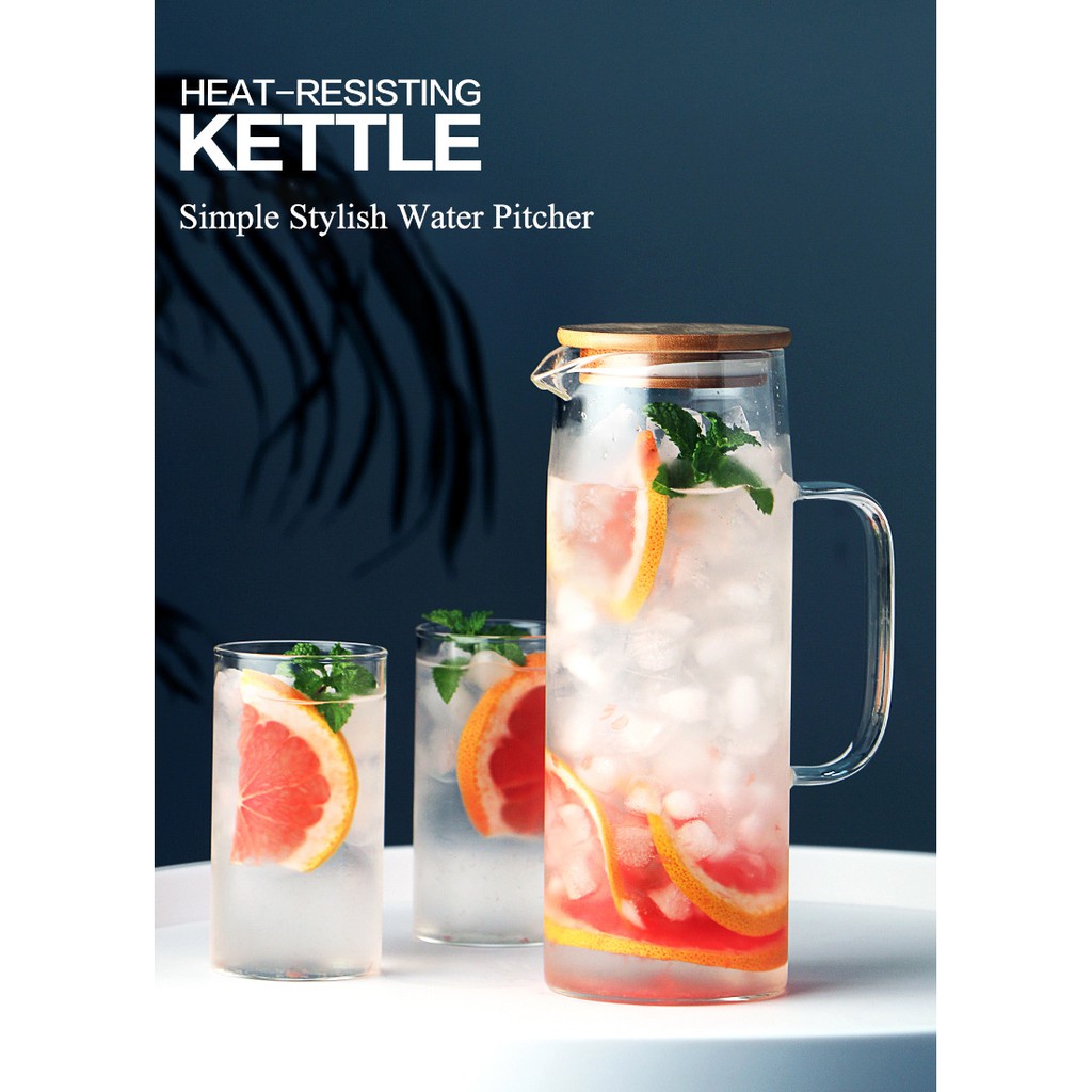 เหยือกน้ำ:1.5L Glasses Cold Water Bottle Kitchen Kettle Jars Heat ...