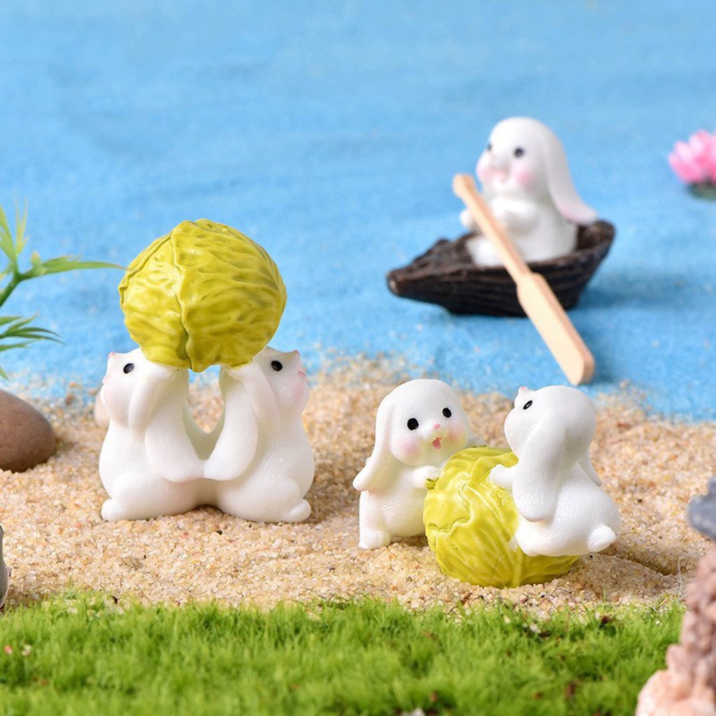เครื่องประดับ：7C Animal Resin HandiCraft Mini Garden Rabbit Cabbage ...