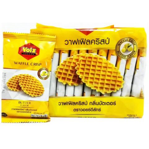 วอยซ์ วาฟเฟิล คริสป์ บัตเตอร์ ขนาด 25กรัม ยกกล่อง 12ชิ้น VOIZ WAFFLE ...