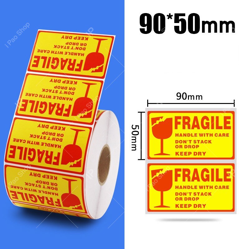 สติกเกอร์ระวังแตก เล็ก ใหญ่ กันแตก Fragile Sticker สติ๊กเกอร์เก็บเงิน ...