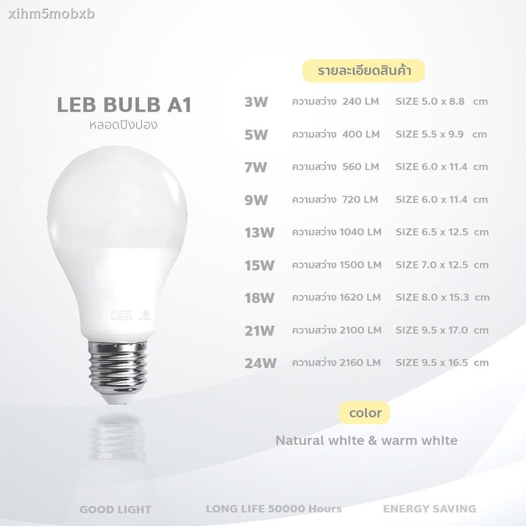 IWACHI หลอดไฟ LED หลอดปิงปอง รุ่น A1 ขั้วE27 แสงขาวและวอร์มไวท์ ไฟ Bulb ...