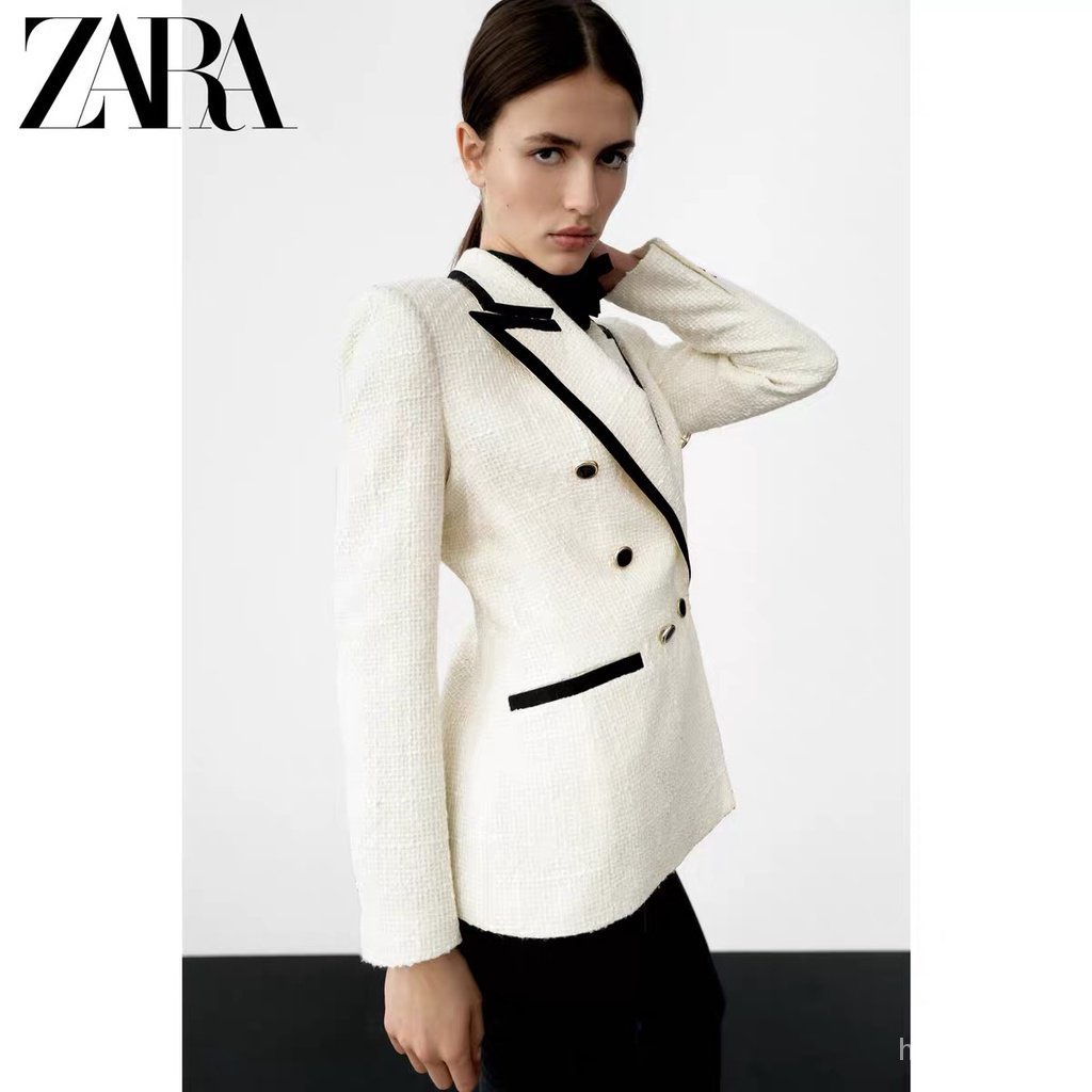 Zara new womens clothing contrast color trim texture professional ...