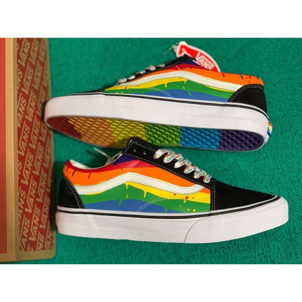 [พร้อมส่ง] Vans Old Skool-Rainbow Drip แวนส์สายรุ้ง สินค้าพร้อมกล่อง มี ...