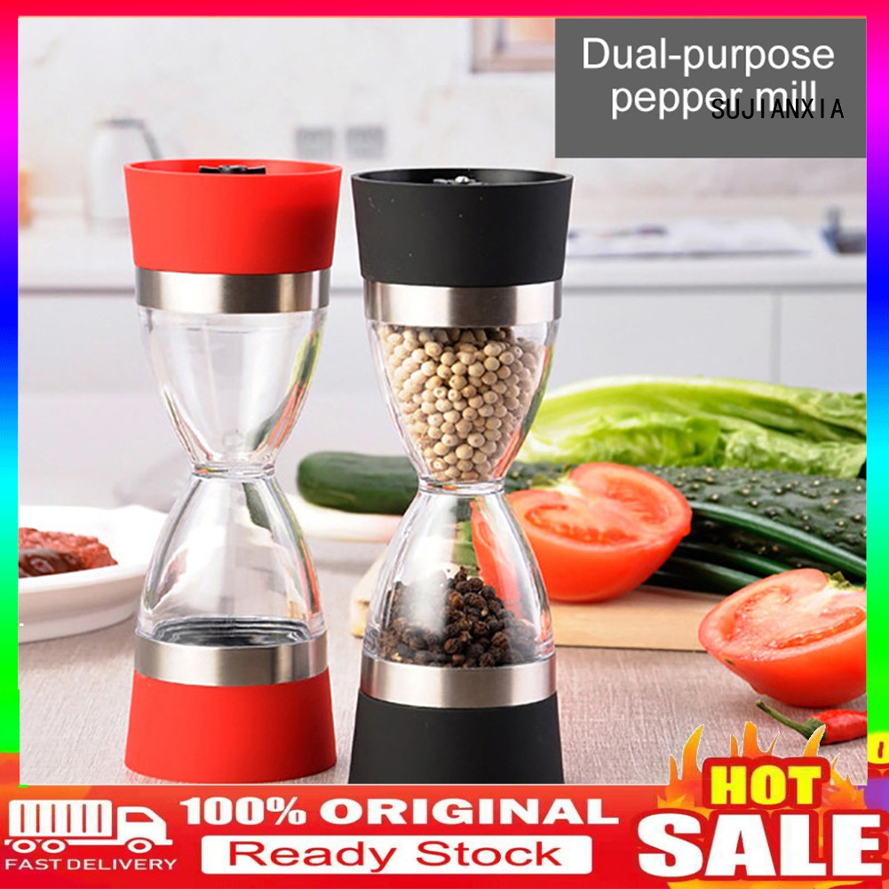 SUY_2 in 1 Dual Salt Pepper Mill Sesame Spice Grinder Shaker Kitchen ...