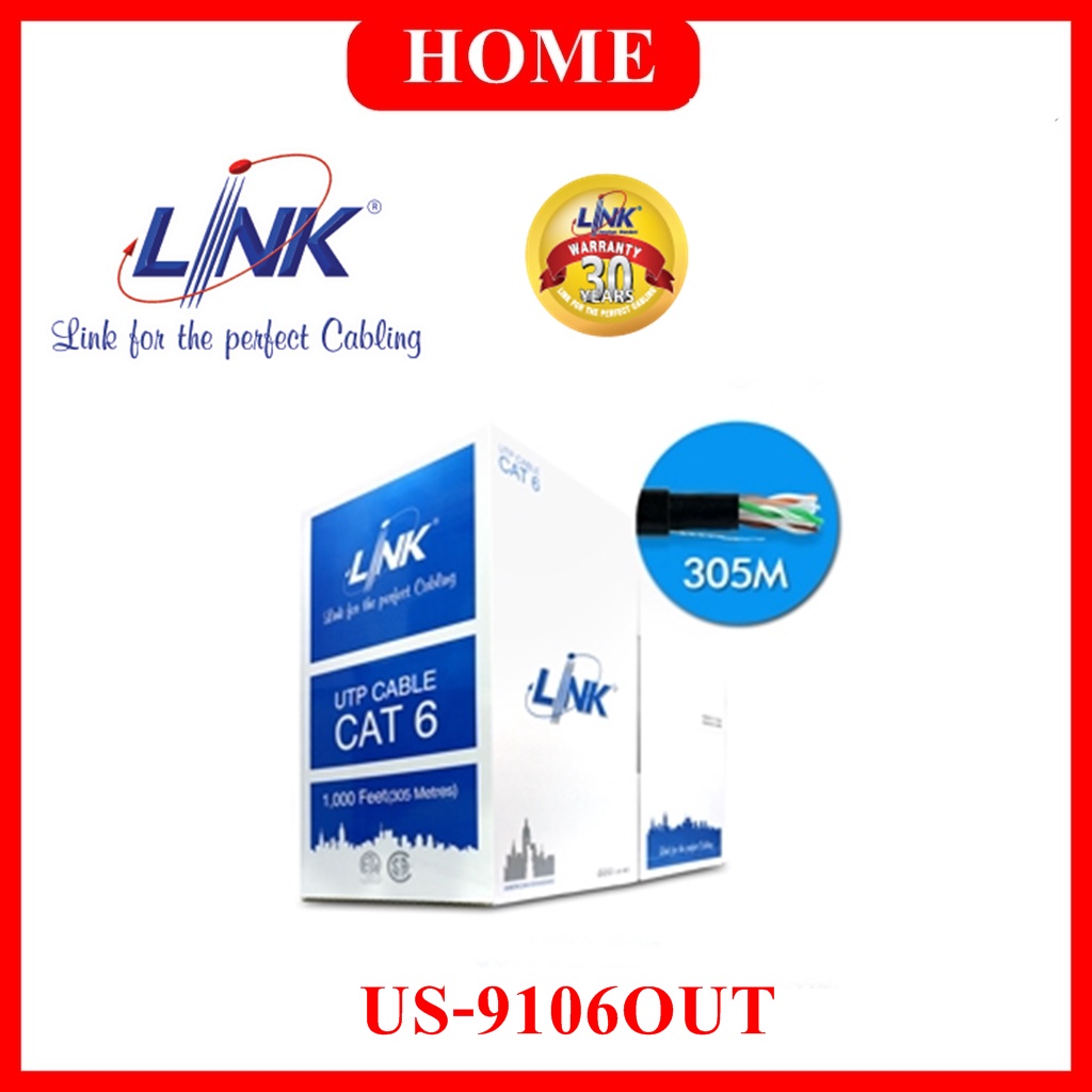 LINK สายแลน CAT6 UTP OUT DOOR รุ่น US-9106OUT ขนาด 305 เมตร สีดำ ...