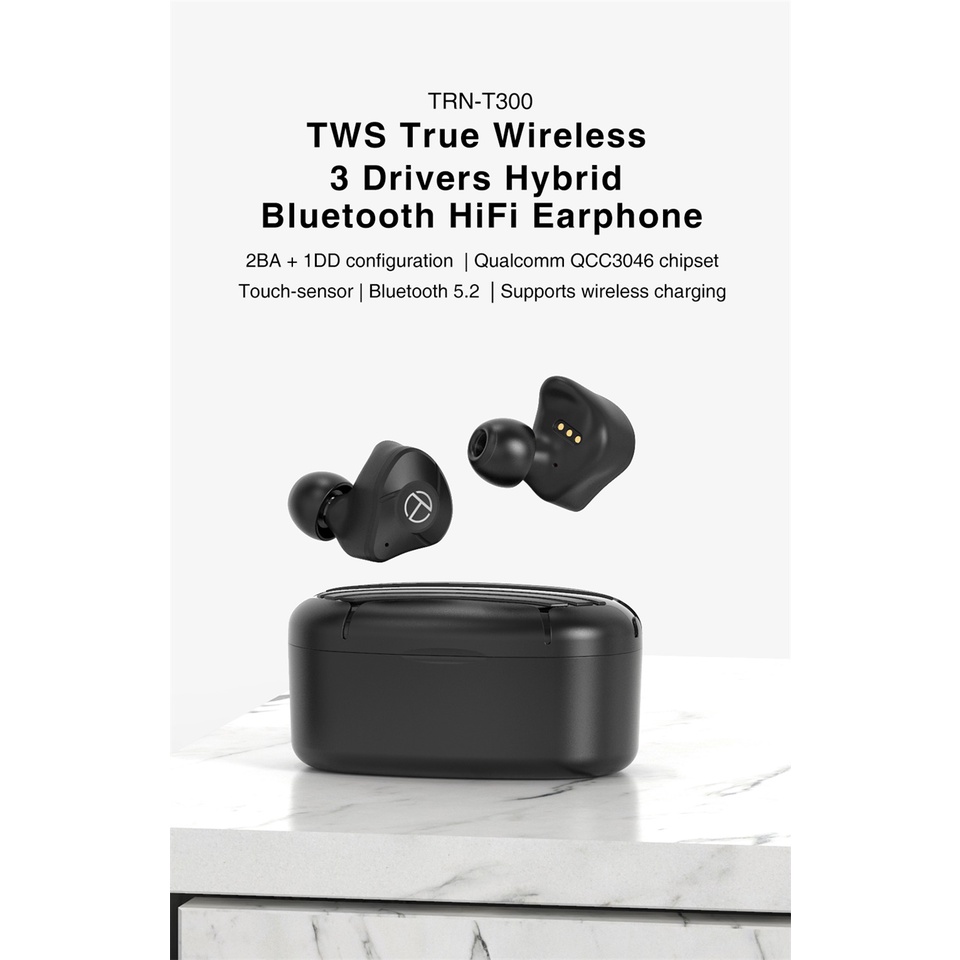 wTRN T300 TWS 2BA1DD 5.2 Fone Bluetooth-compatible Earphones True ...