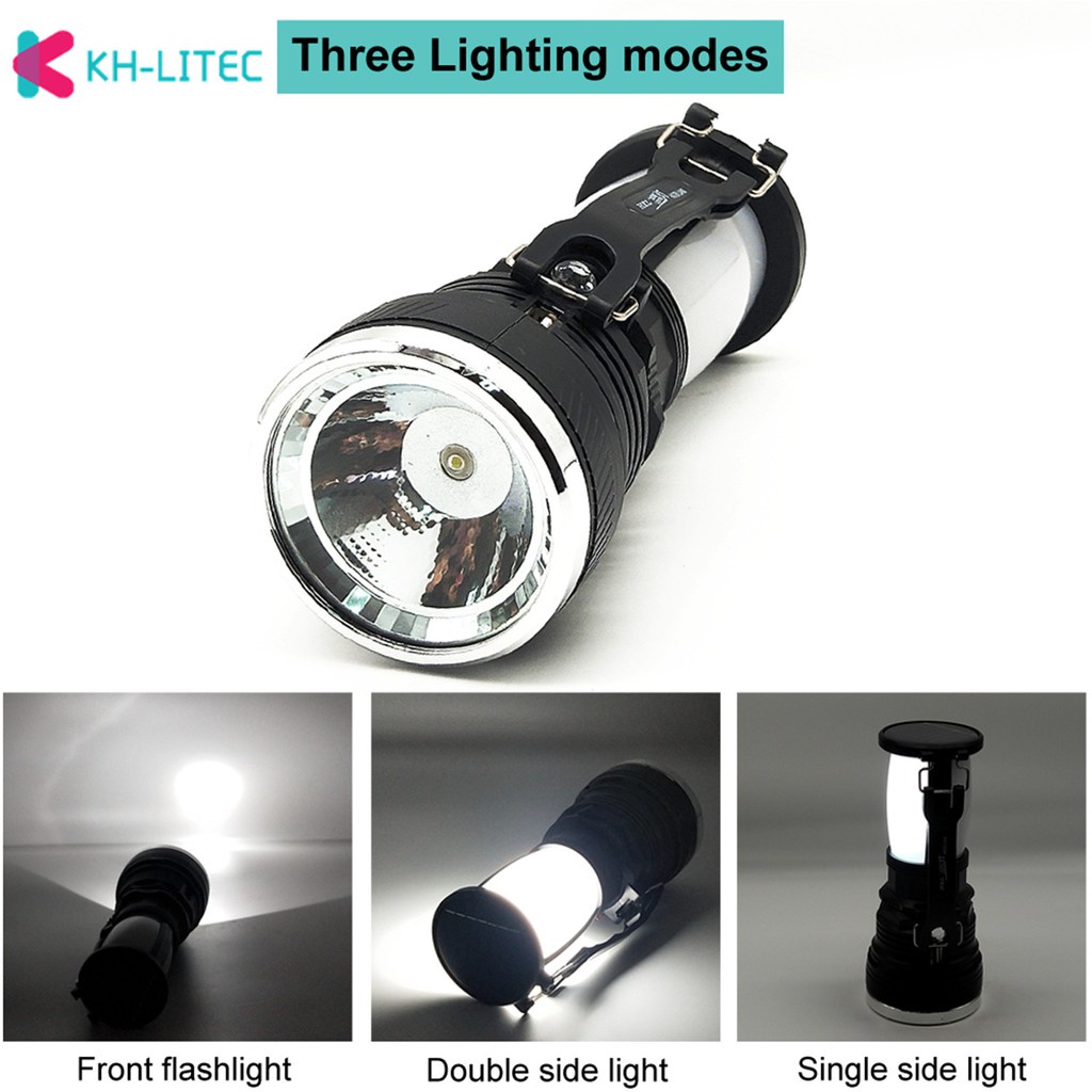 Solar Power Rechargeable Battery Waterproof LED Flashlight Outdoor ...