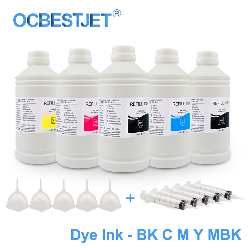 5x1000ML Universal Dye Ink Refill Ink Kit For Epson Stylus Pro 7700 ...