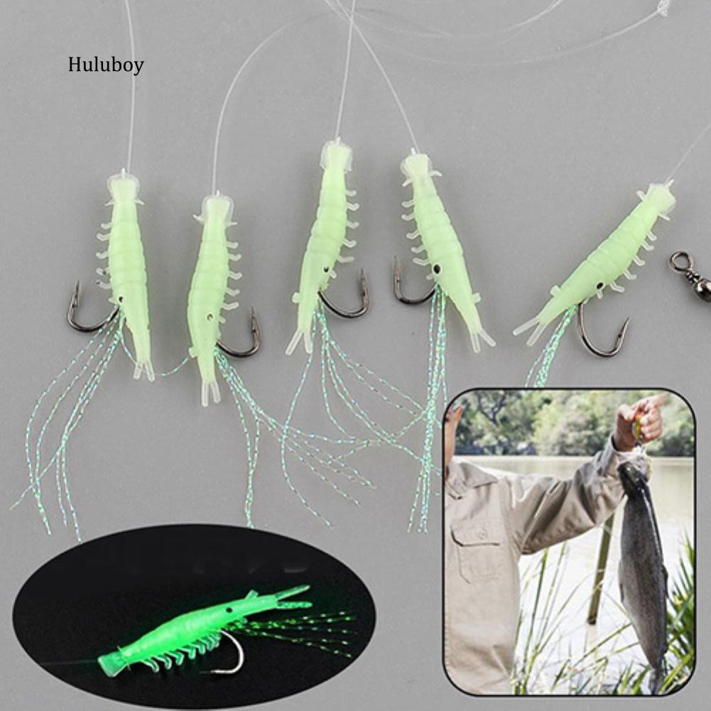 HUBY__5Pcs/Pack Glow In Dark Soft Simulation Prawn Shrimp Fishing Lure Hook Baits - huluboy.th ...