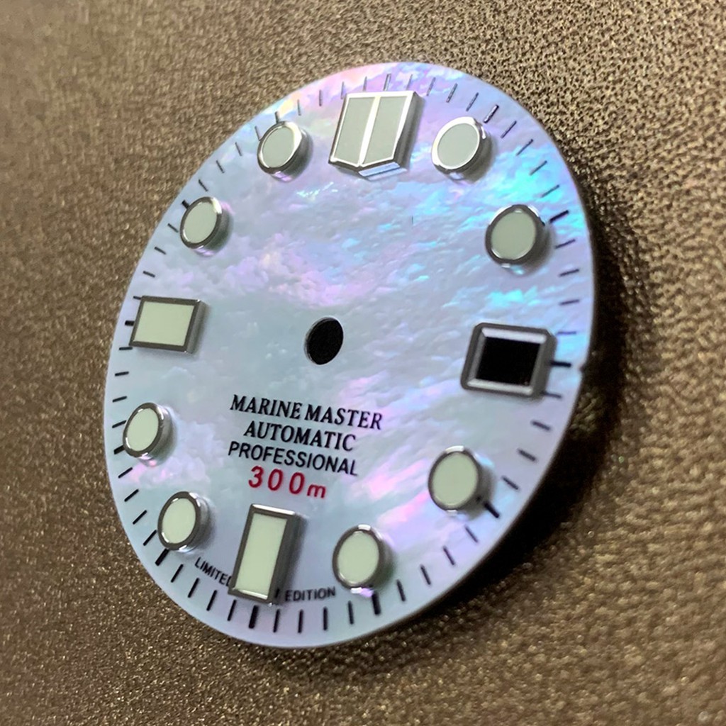 28.5MM White Shell Surface Watch Dial Replacement Green Luminous Watch ...