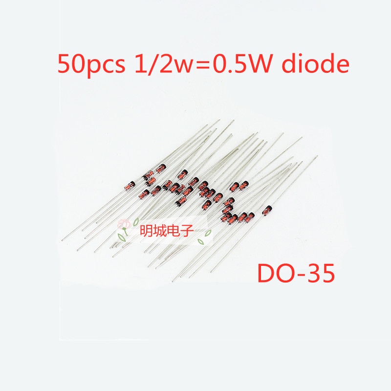 ไดโอดไดโอด BZX55C 1/2w = 0.5W Zener Doode DO-35 2.4V/3V/3.3V/4.7V/5.1V/7.5V/9.1V/10V/12V/15V/18V ...