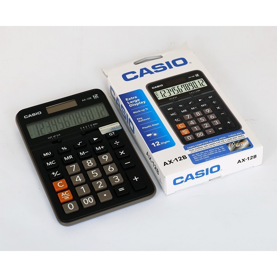 เครื่องคิดเลข สีดำ Casio AX-12B | Shopee Thailand