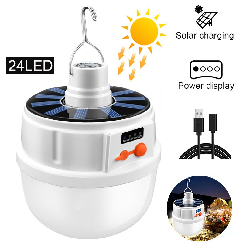 Solar LED Bulb 24 LED/42 LED Solar Light USB Rechargeable Super Bright ...