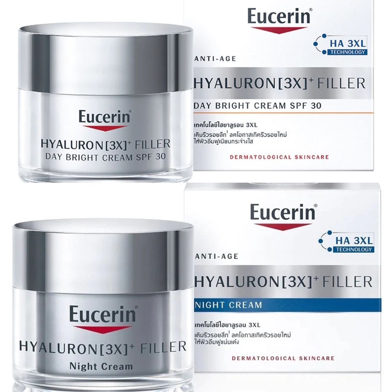 ของแท้ฉลากไทย 100 ชุดโปรโมชั่น Eucerin Hyaluron 3X Filler Day Cream 50Ml Night Cream 50ML ...