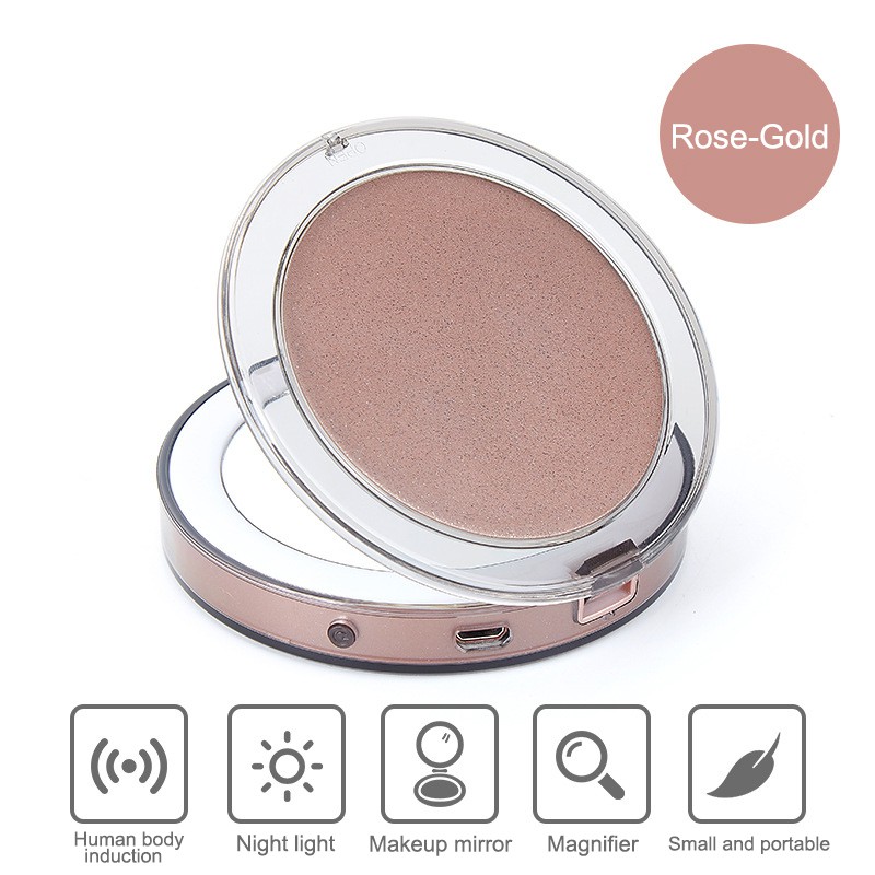 Ready Stock LED Lighted Mini Makeup Mirror 3X Magnifying Compact Travel ...