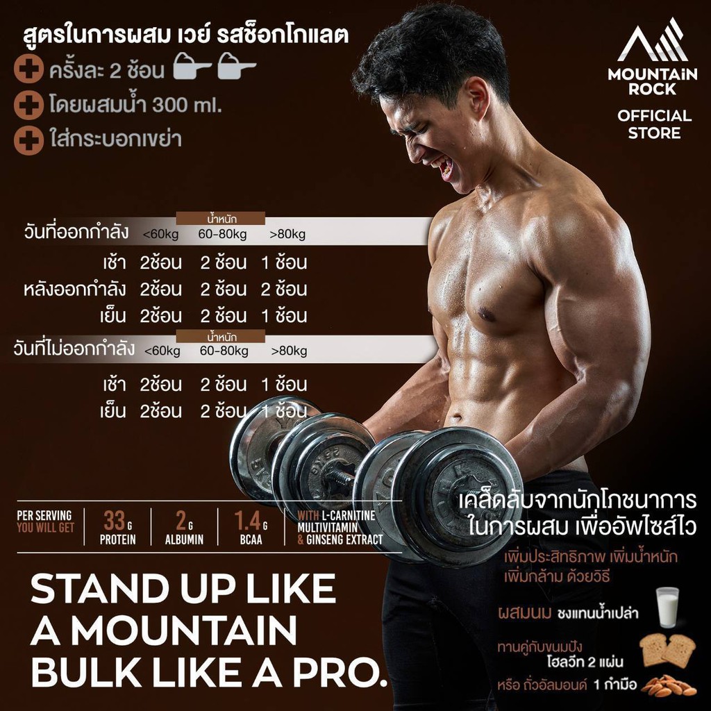 Mountain Rock Whey Bulk Pro Plus Complete Whey Protein - Swiss Chocolate 1.54 Lb. - shopdee ...