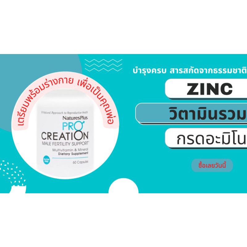 พร้อมส่งจากไทย วิตามินบำรุงอสุจิ สเปิร์ม เตรียมพร้อมเป็นคุณพ่อ NaturesPlus Procreation Men ...