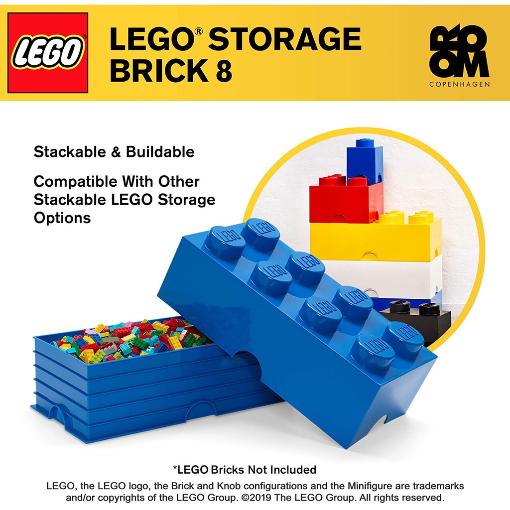กล่องเลโก้ กล่องใส่เลโก้ LEGO Storage Brick 8 Blue สีน้ำเงิน 50x25x18 ...