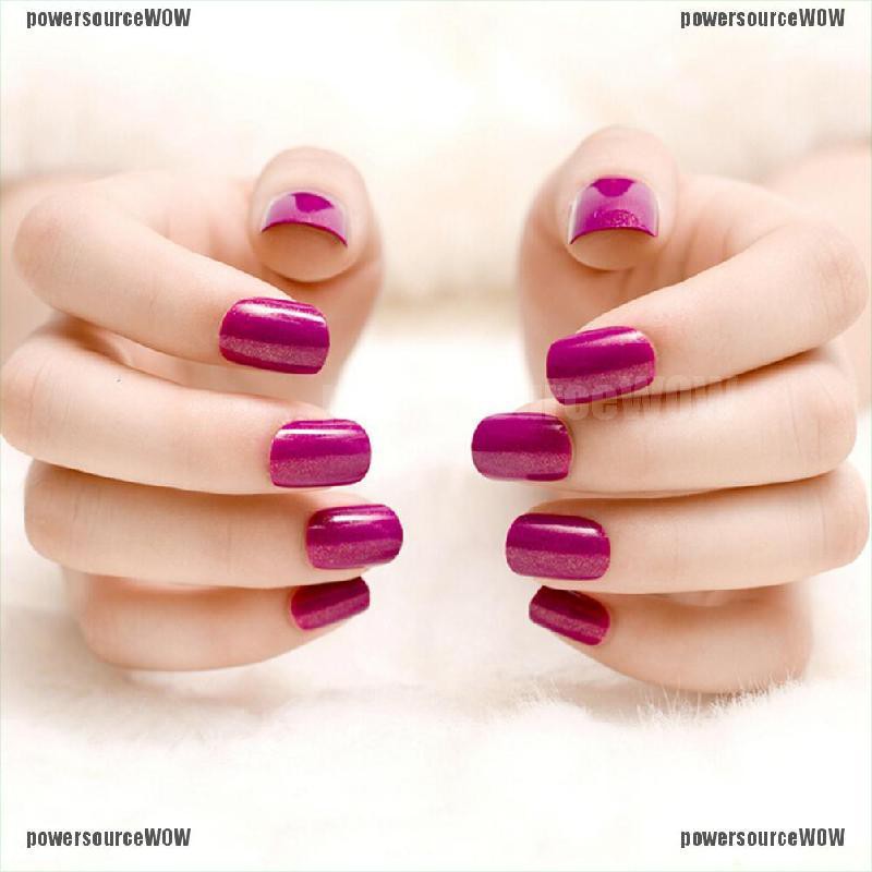 【purpleredto】24pcs Acrylic Designer Fake Nail Tips French Full False