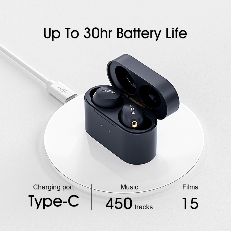 QCY HT01 Hybrid ANC active noise-cancellation Earphones wireless charging headphones Bluetooth 5 ...