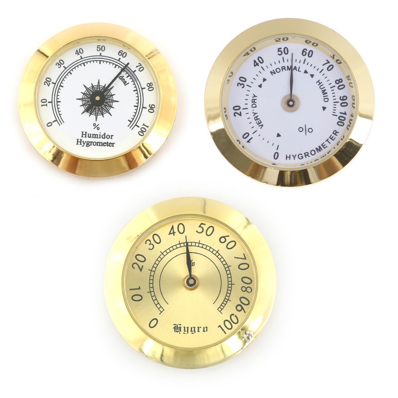 ตู้New Round Glass Analog Hygrometer For Humidors Gold For Guitar ...