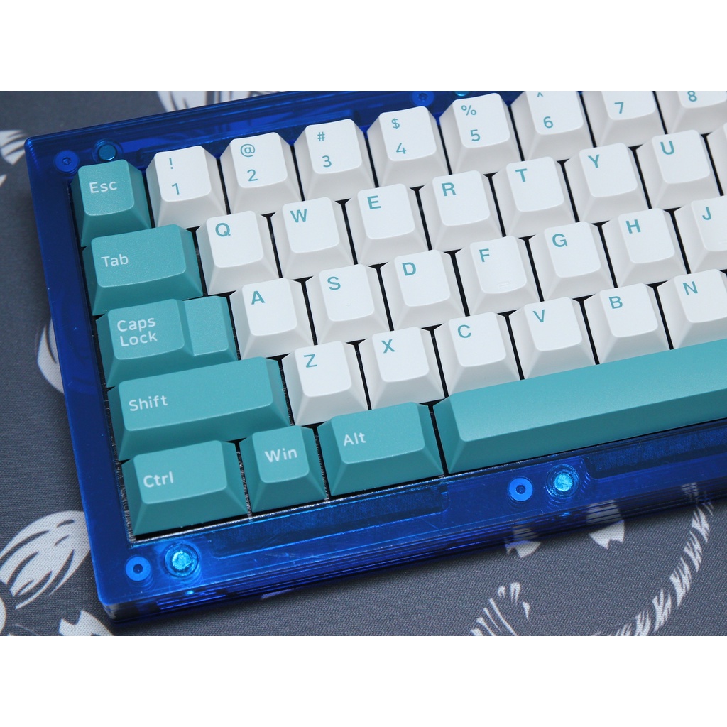 Smooth Cyan - Cherry Profile PBT Double Shot Keycap Set 140 Keys ...
