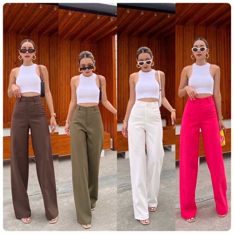 ใส่โค้ด WNALYJ ลดเพิ่ม 60.- - กางเกงขายาว Nicki high-waist ป้าย ...