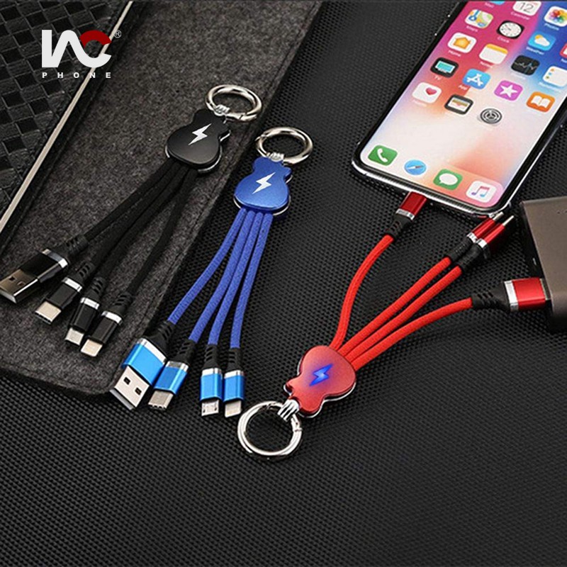 ღღShort 3 in 1 Charging Cable Fast Charging Keychain Charger Cable 3 ...