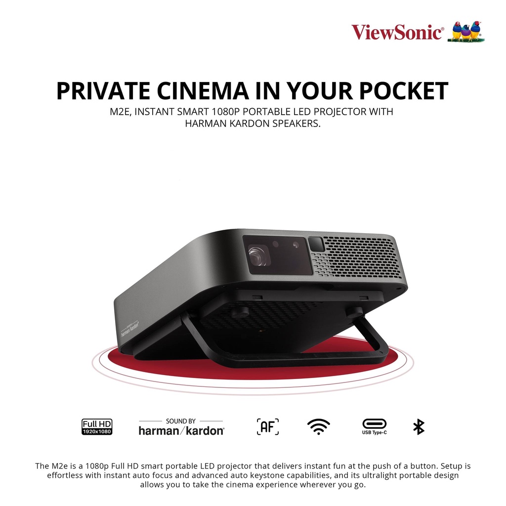 Viewsonic M2e Full HD 1080p Smart Portable LED Projector with Harman ...