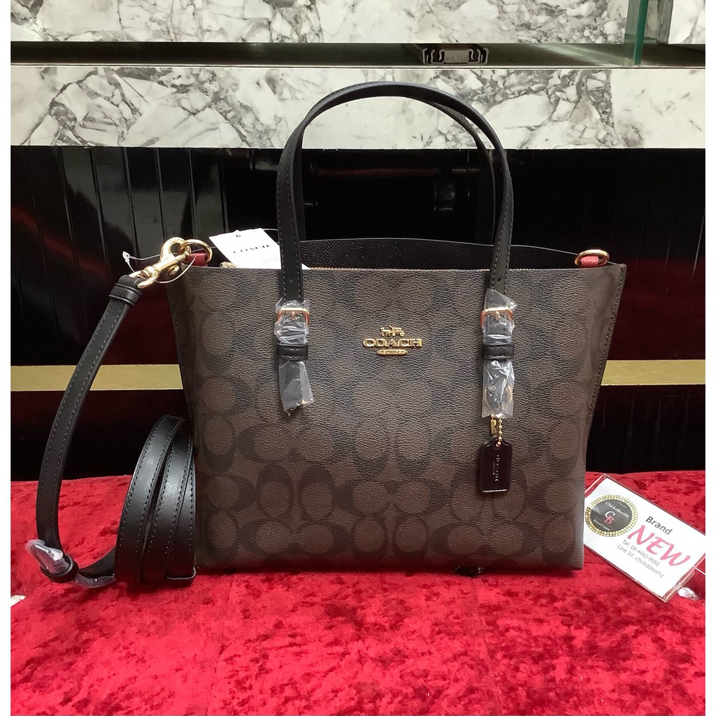 COACH MOLLIE TOTE 25 IN SIGNATURE CANVAS (COACH C4250) IM/BROWN BLACK ...