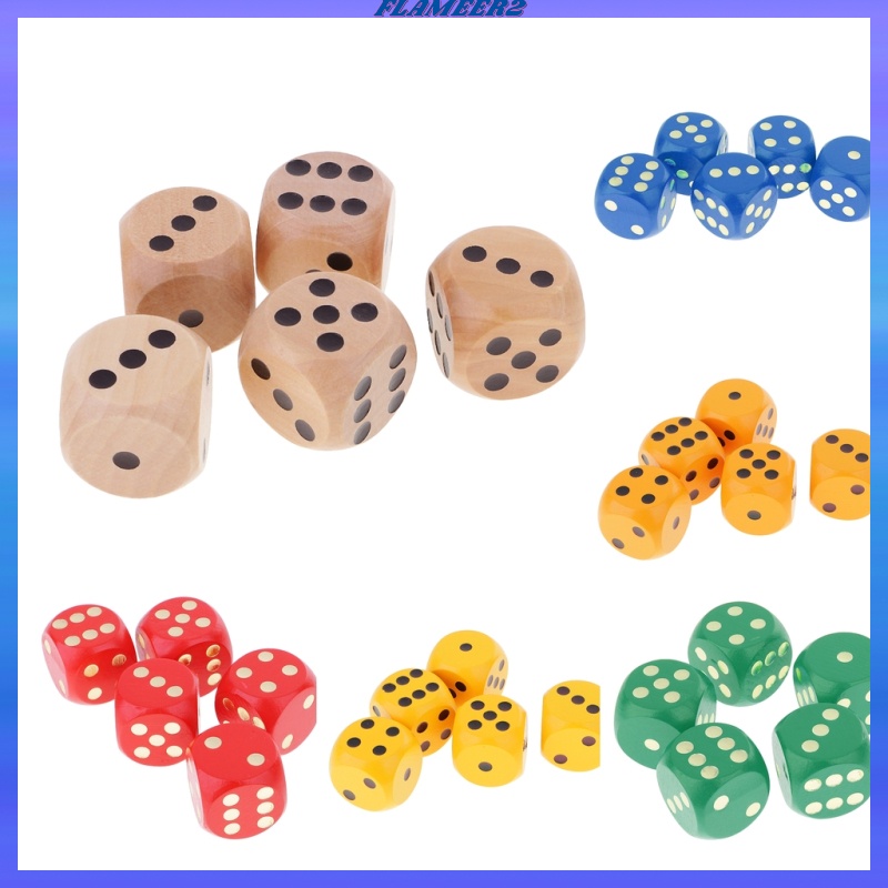 5 Pack D6 Sided 30mm Wooden Dice Cubes Accessories For Dnd Dd Mtg Rpg