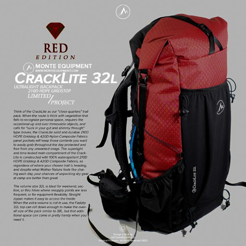 Monte ULTRALIGH 32 LITER MONTE CRACK LITE LIMITED BACKPACK / ULTRALIGHT ...