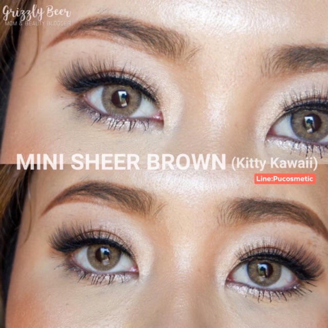 Mini Sheer Brown(Dia.14.2)สายตาปกติ-0.50-1.00-1.25-1.50-1.75-9.00(kitty ...