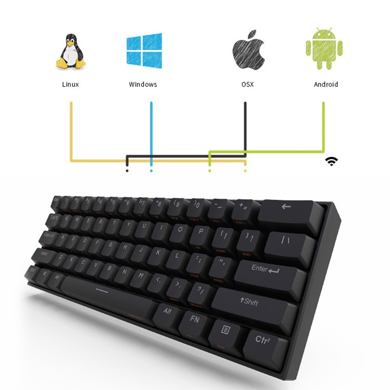 Anne Pro 2 Pro2 60% 61 Keys NKRO Bluetooth 5.0 Type-C RGB Mechanical ...
