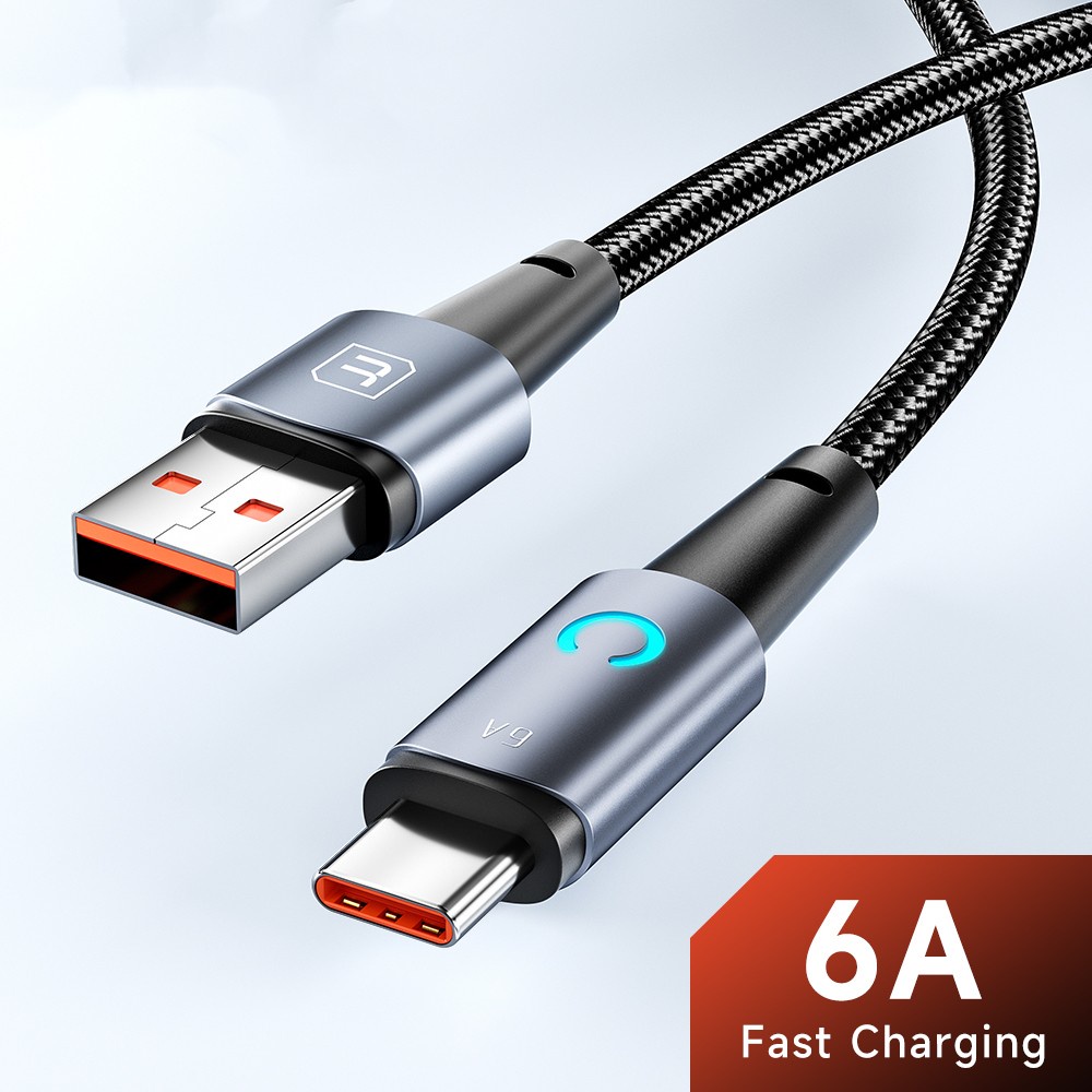 66w 6A LED USB C สายเคเบิล ชาร์จเร็วมาก Type C สายเคเบิล สําหรับ Huawei Samsung Xiaomi Micro USB ...