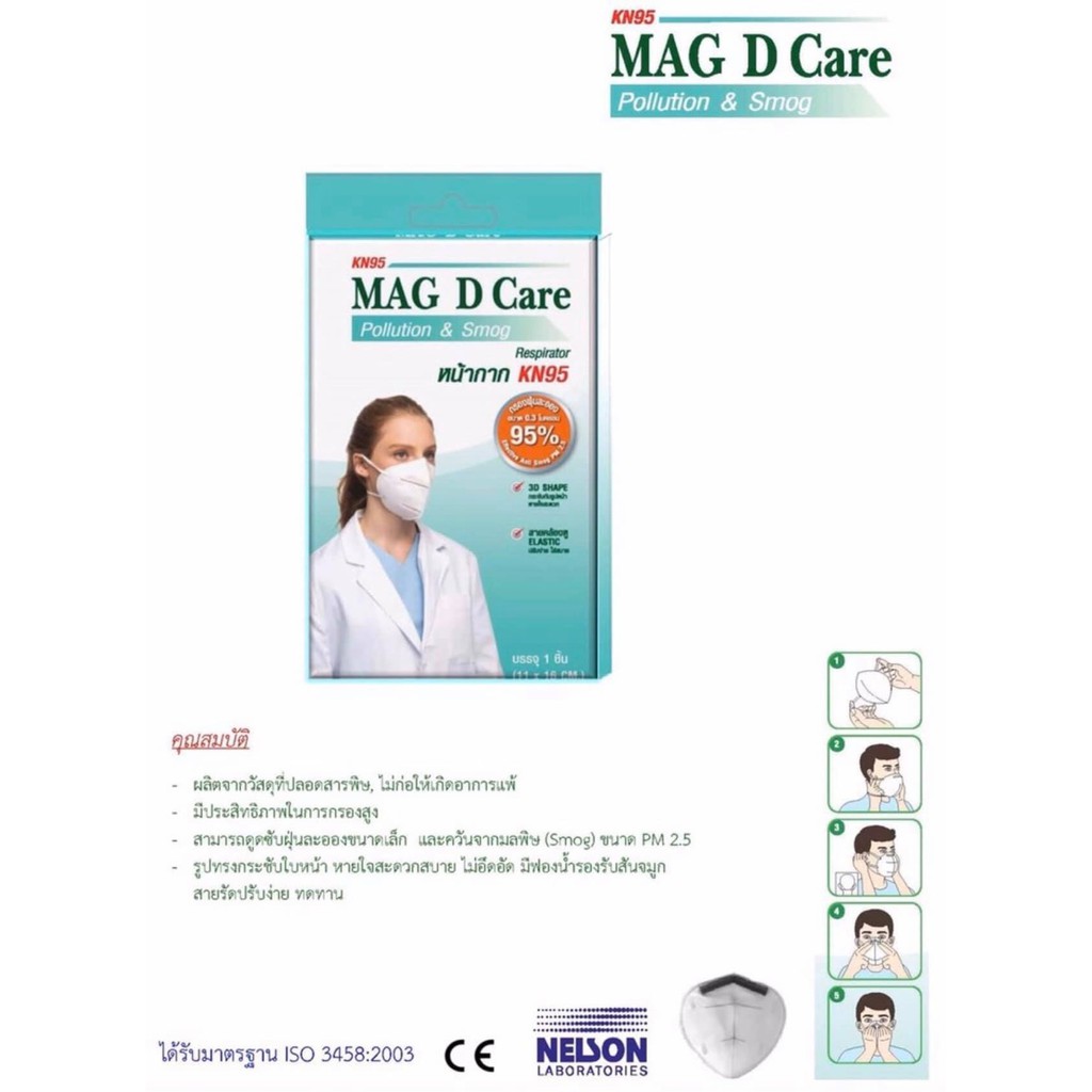 หน้ากากอนามัย MAG D Care KN95 KN95 Mask PM2.5 Mask หน้ากากกันฝุ่น PM2.5 ...