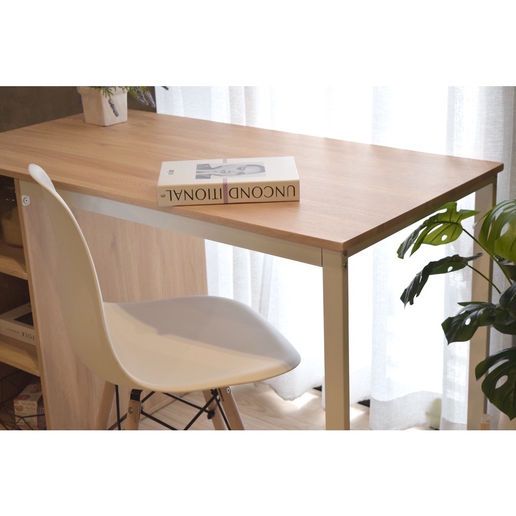 ทักแชทรับส่วนลด ชุดโต๊ะทำงาน เก้าอี้ โต๊ะมีชั้นวางของด้านข้าง โต๊ะไม้ ...