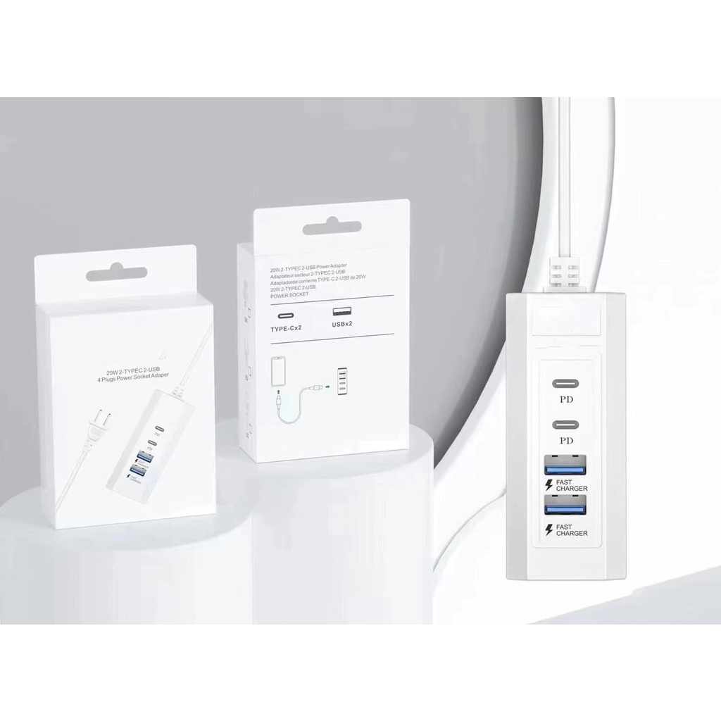 4Ports Multifunction USB Charger Quick Charging Smart Plug Power Strip ...