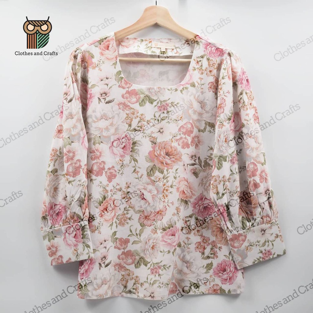 Long sleeve blouse Color: Pink roses | Shopee Thailand
