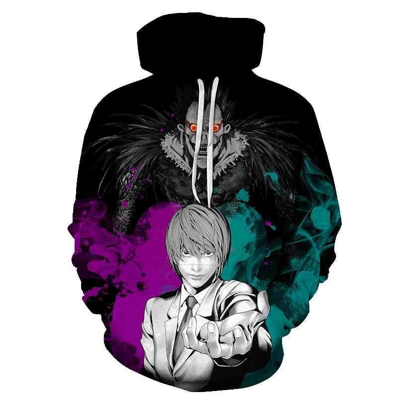 เสื้อกันหนาวมีฮู้ดพิมพ์ลายอนิเมะ Death Note Grim Ruk Liuk Ye God Moon ...