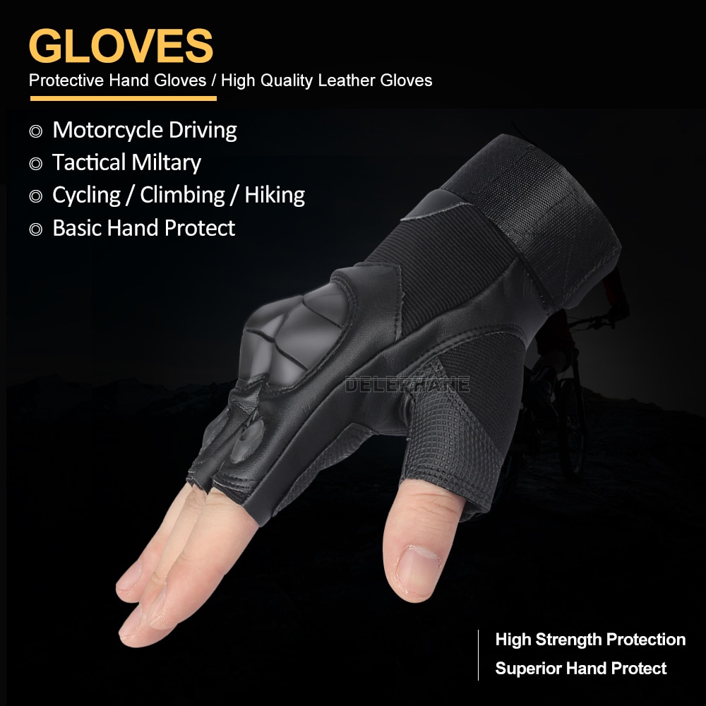 Please COD Summer PU Leather Fingerless Tactical Gloves Military Men ...