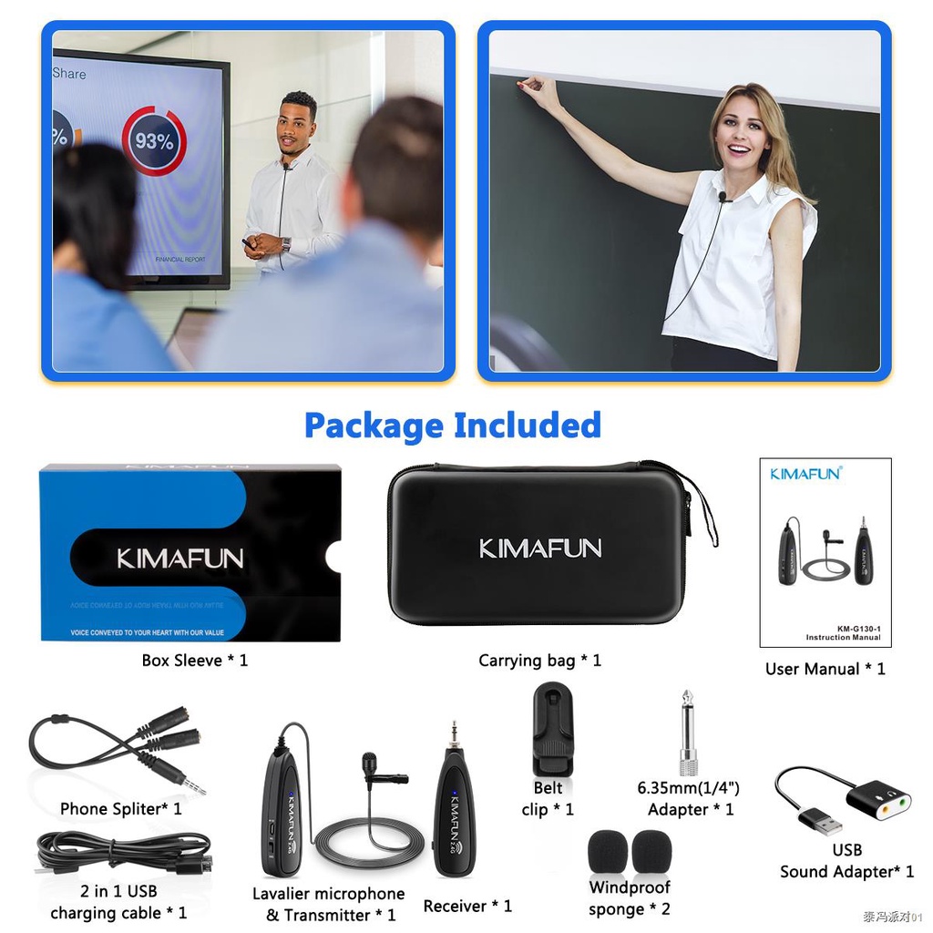 KIMAFUN Wireless Lavalier Lapel Microphone External Voice Collar Mic ...