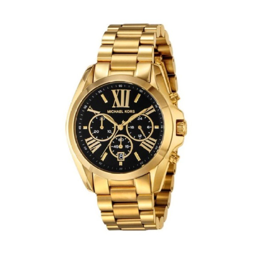 Michael Kors Mid-Size Bradshaw Chronograph Black Dial Gold-tone MK5739 ...