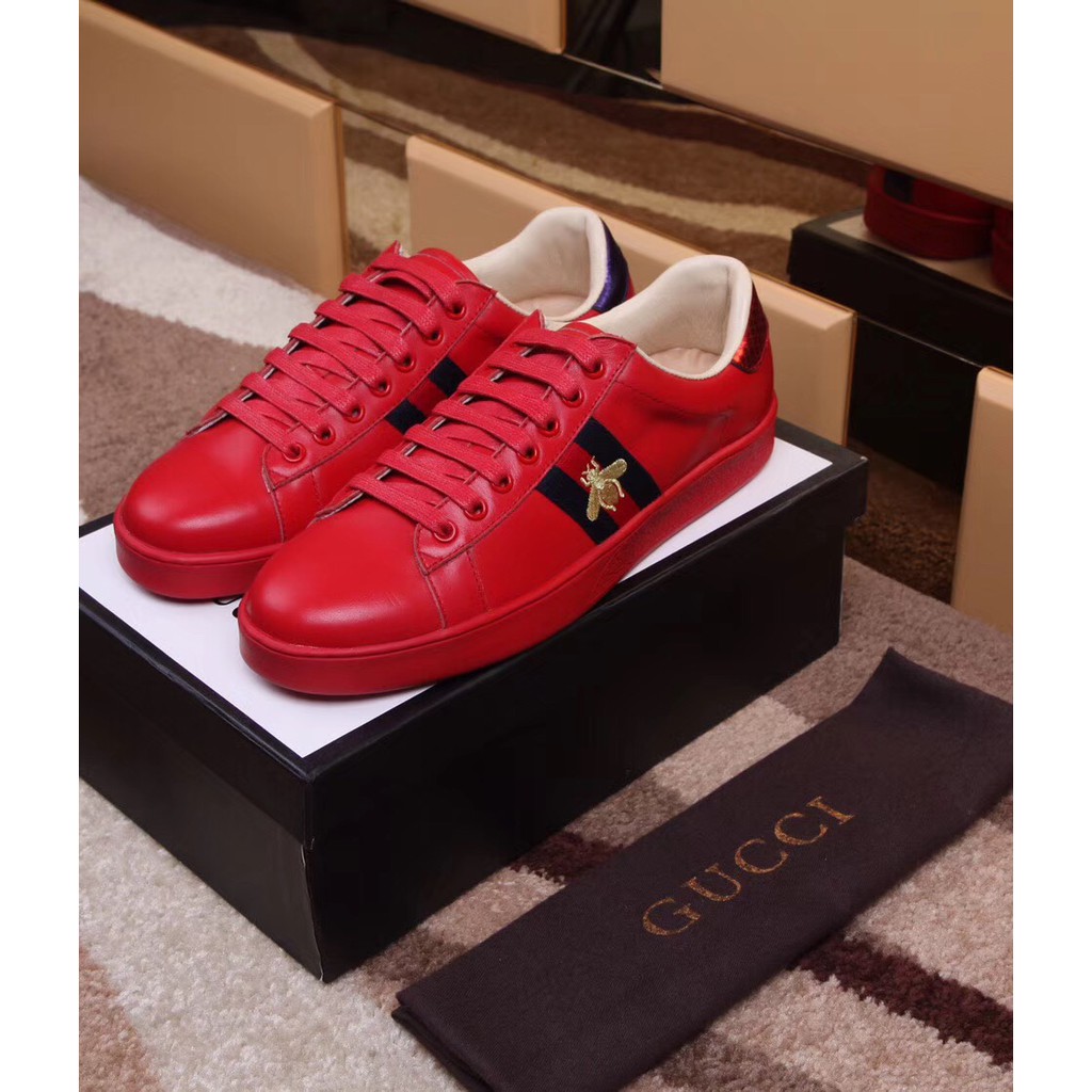 100% ORIGINAL Gucci Red Sneakers Shoes For Men | Shopee Thailand